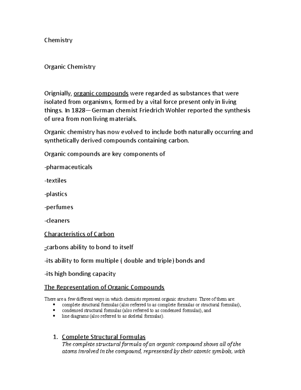 Chemistry - chem notes - Chemistry Organic Chemistry Orignially ...