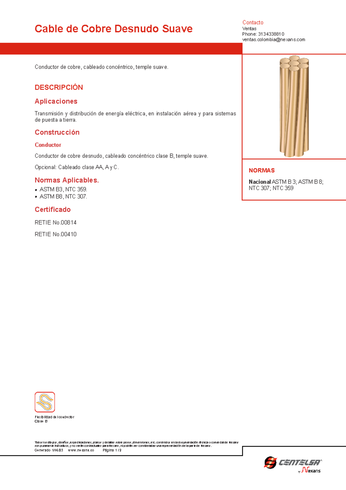 Nexans Cable-de-Cobre-Desnudo-Suave - Cable de Cobre Desnudo Suave Contacto Ventas Phone ...