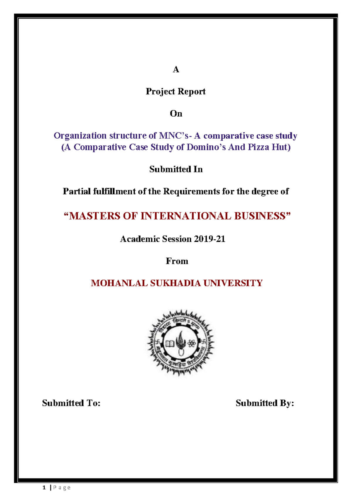 Proforma - A Project Report On Organization structure of MNC’s- A ...