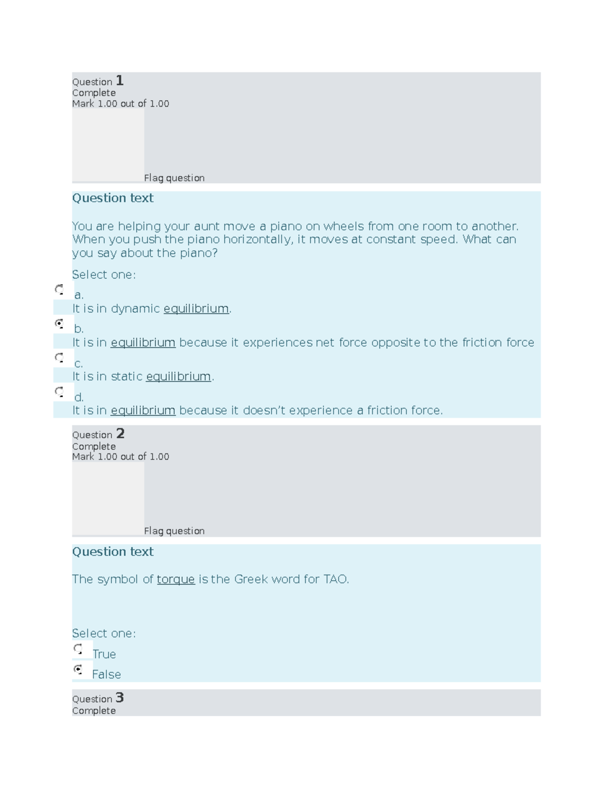 Exam 2020, questions and answers - Question 1 CompleteMark 1 out of 1 ...