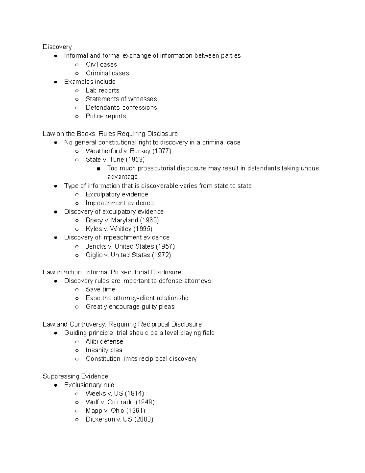Disclosing and Suppressing Evidence - Discovery Informal and formal ...
