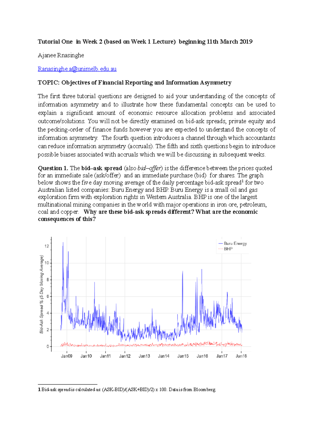 Tute 1 - Tutorial One in Week 2 (based on Week 1 Lecture) beginning ...