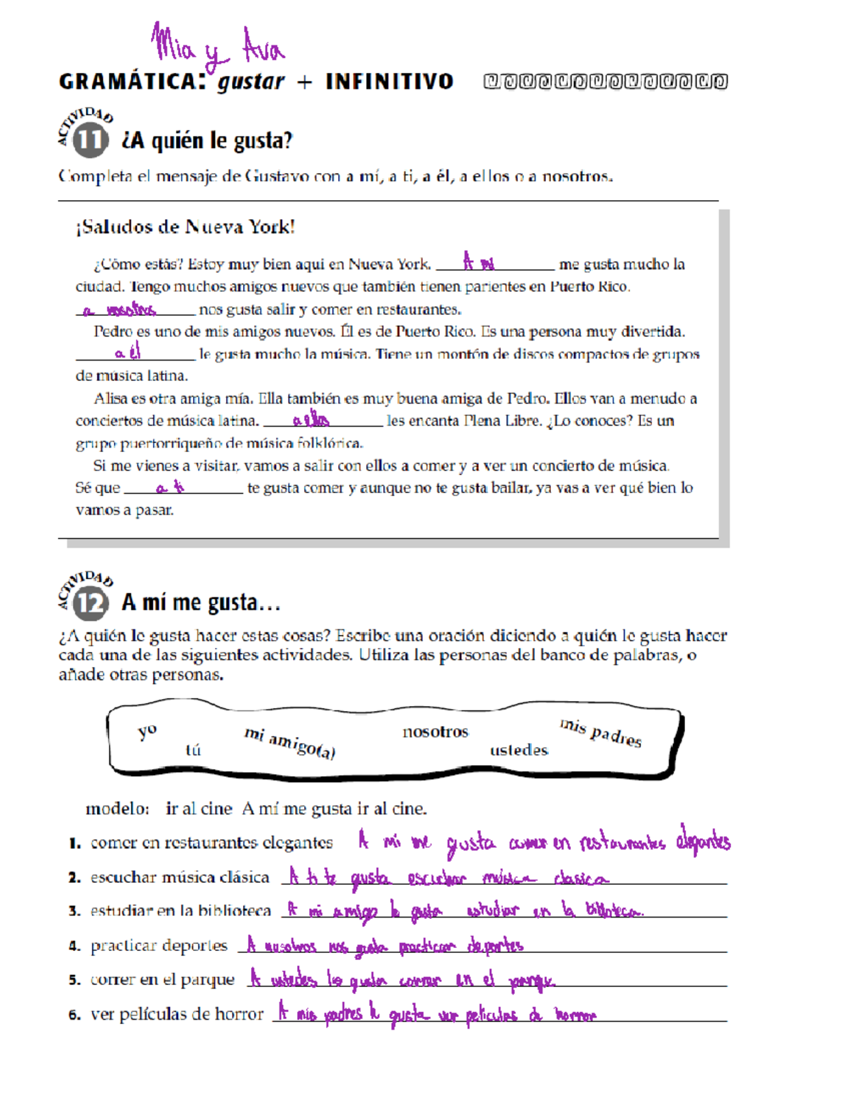 Gustar 1st Activity - Art 305 - Studocu