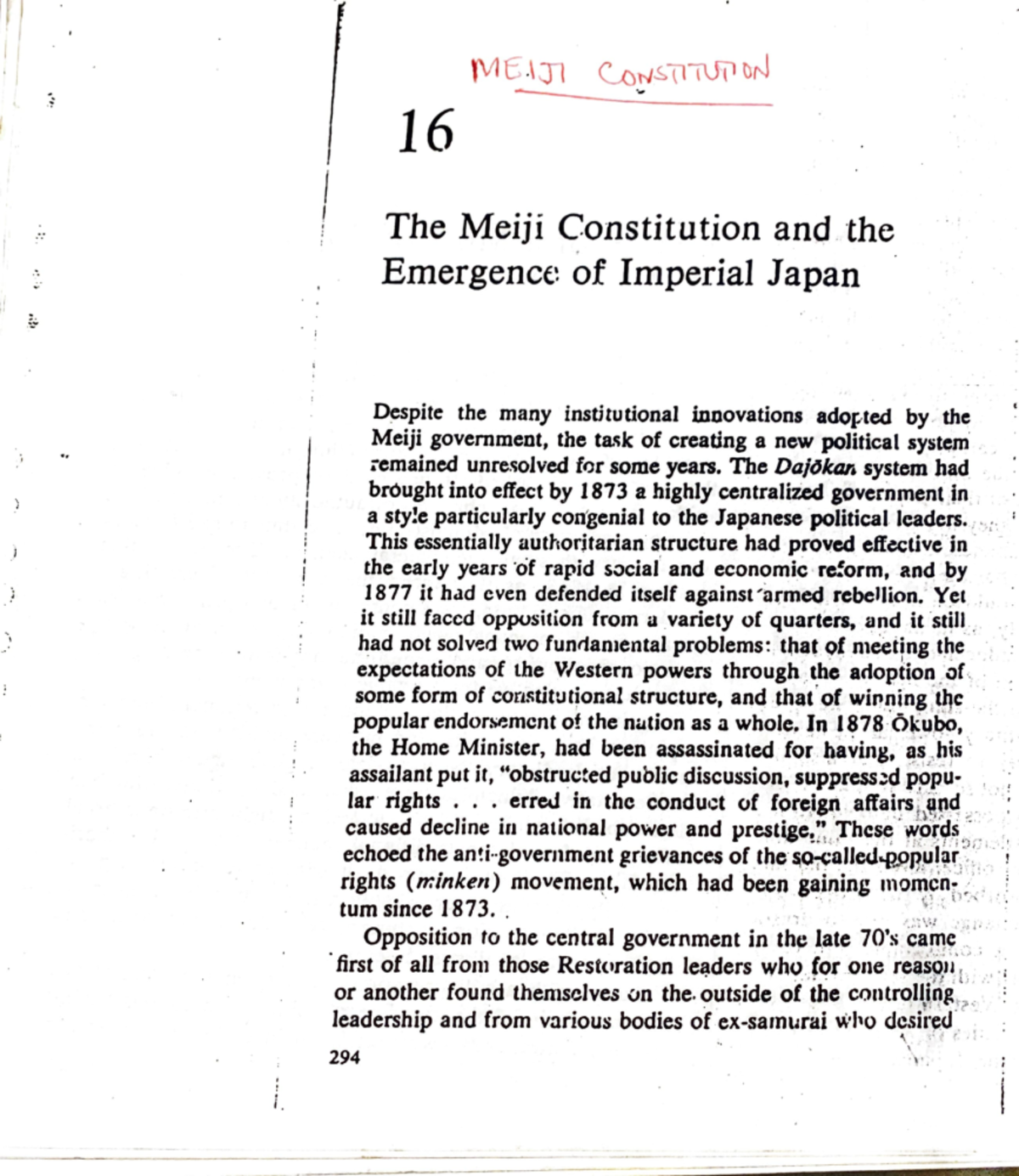Scan- J W Hall chap 13 Meiji Constitution - I / I I II I I . j. ####### 16 The Meiji ...