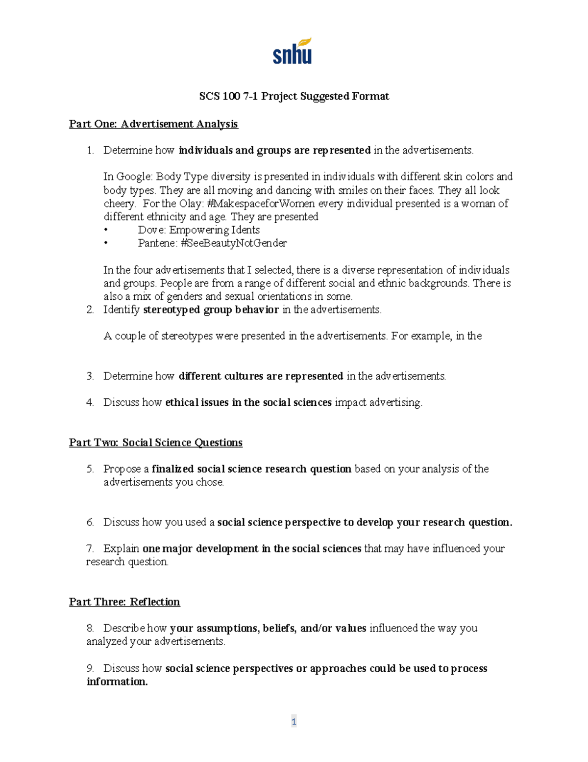 SCS 100 Project Suggested format - SCS 100 7-1 Project Suggested Format ...