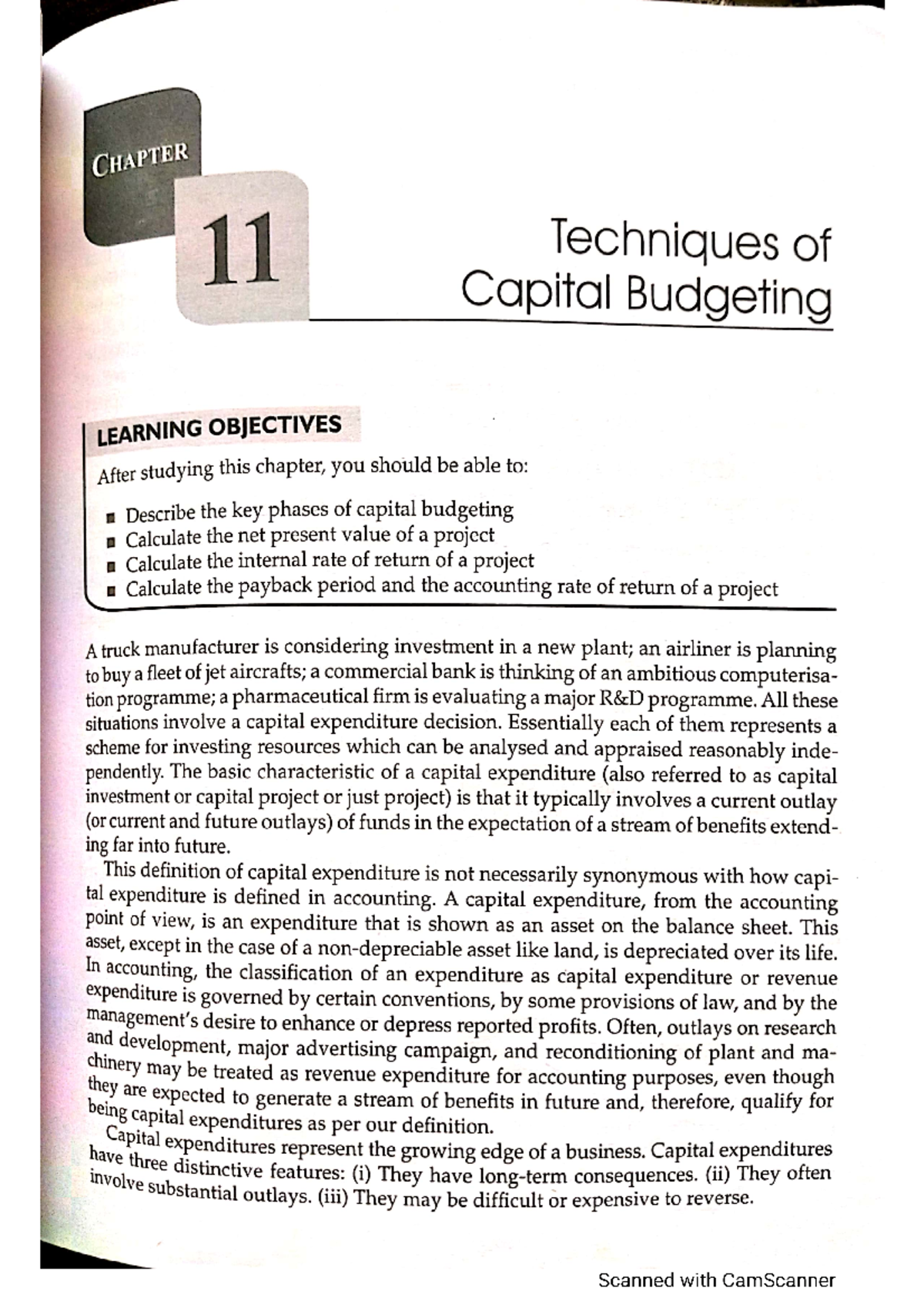 Chapter 11 Techniques of Capital Budgeting - Financial Management - Studocu