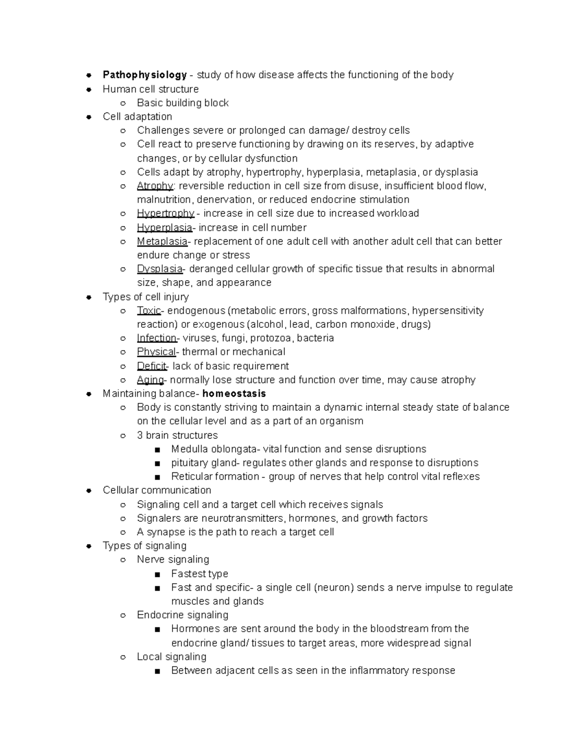 Lecture 1 - Pathophysiology - study of how disease affects the ...