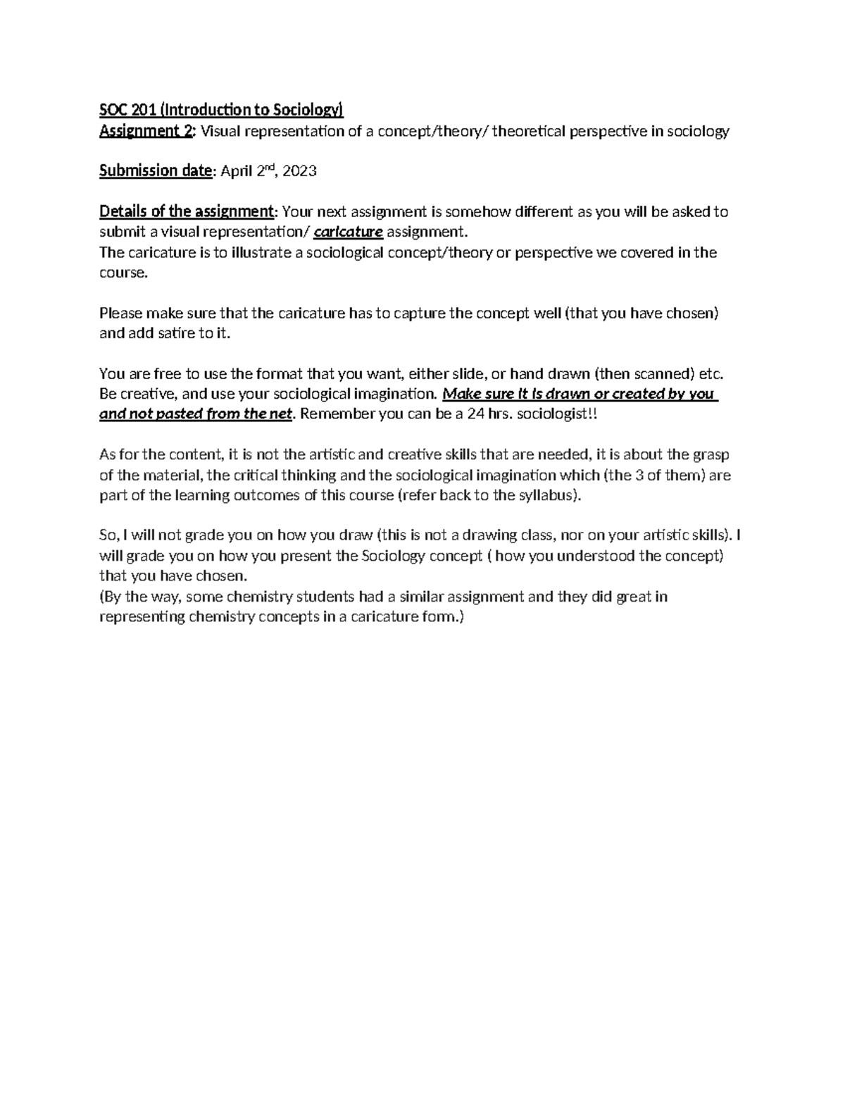 Assignment 2 Lau Soc 201 Visual Representation Due April 2nd Soc 201 Introduction To