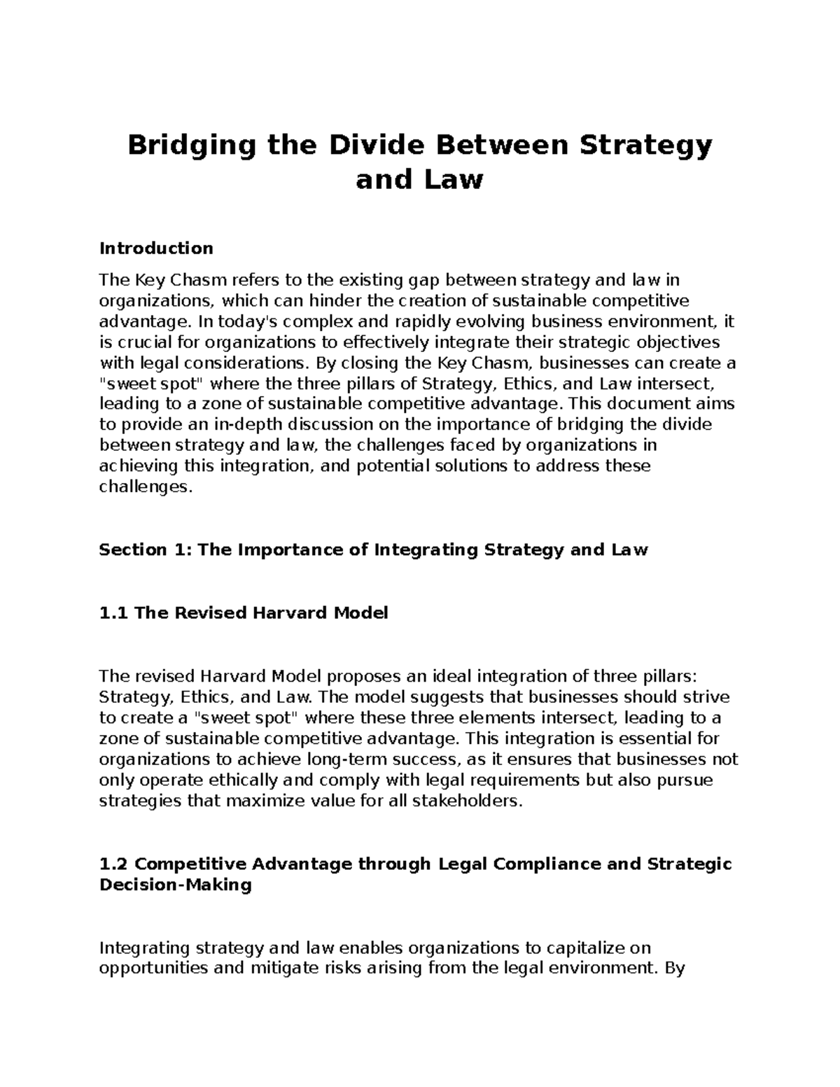 Closing the Gap between Stratergy and Law - Bridging the Divide Between ...