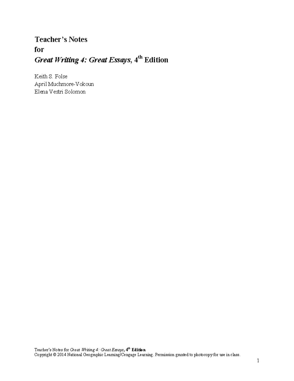 Great Writing 4 Teacher 39 s Notes - Teacher’s Notes for Great Writing ...