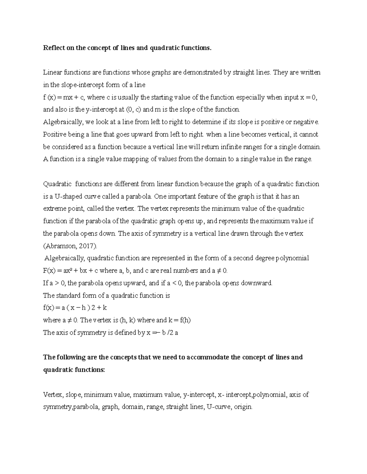 Unit 2 MATH 1201 learning journal - Reflect on the concept of lines and ...