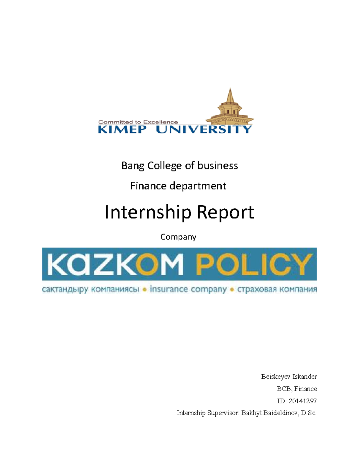 Internship final version full - Bang College of business Finance ...