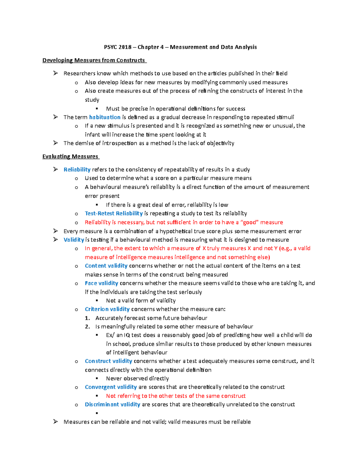 PSYC 2018 – Chapter 4 – Measurement and Data Analysis - PSYC 2018 – Chapter 4 – Measurement and ...