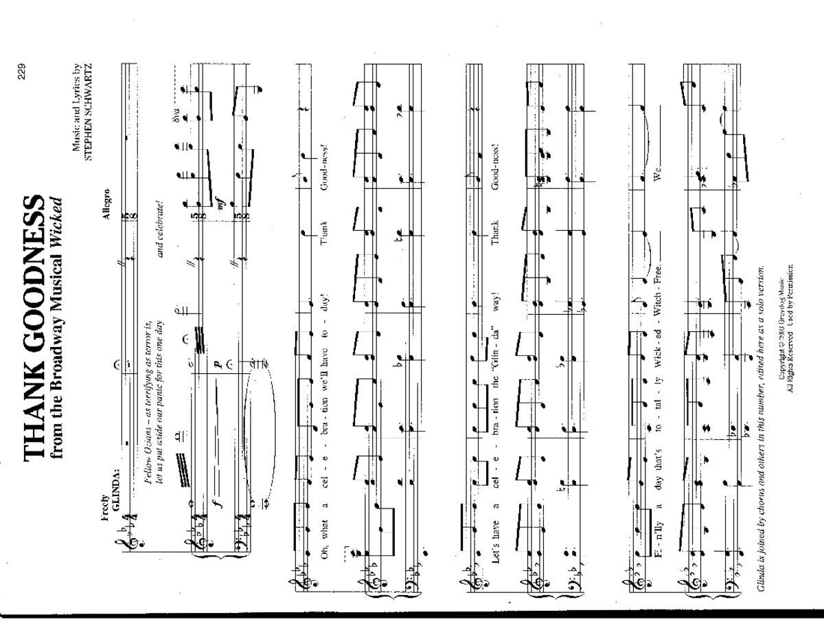 Wicked - Thank Goodness - 229 THANK GOODNESS from the Broadway Musical ...