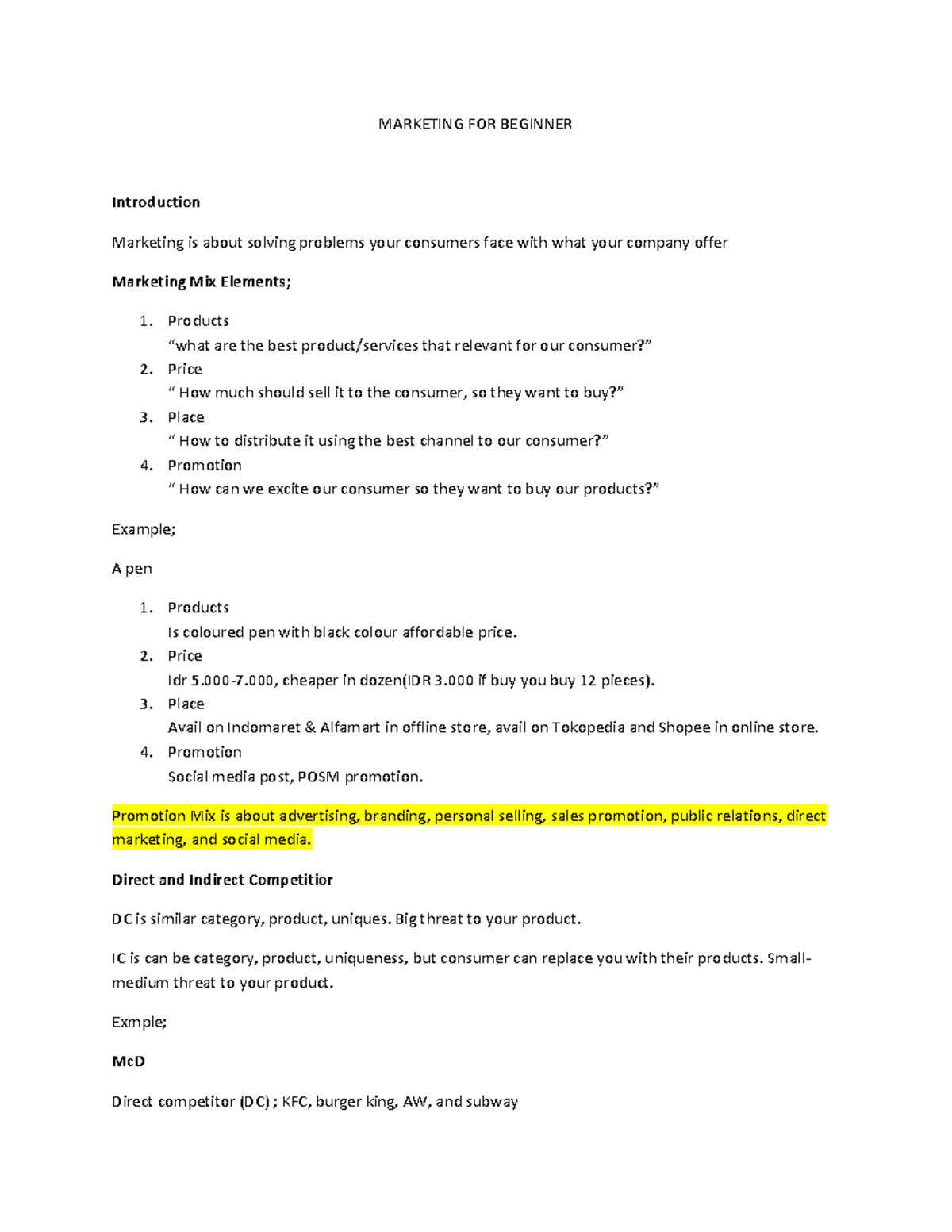 Marketing FOR Beginner - MARKETING FOR BEGINNER Introduction Marketing ...