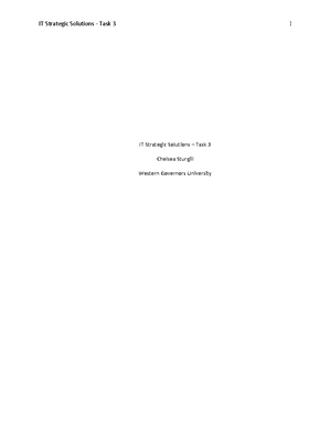 IT Stategic Solutions Task 1 - IT Strategic Solutions – Task 1 Chelsea ...