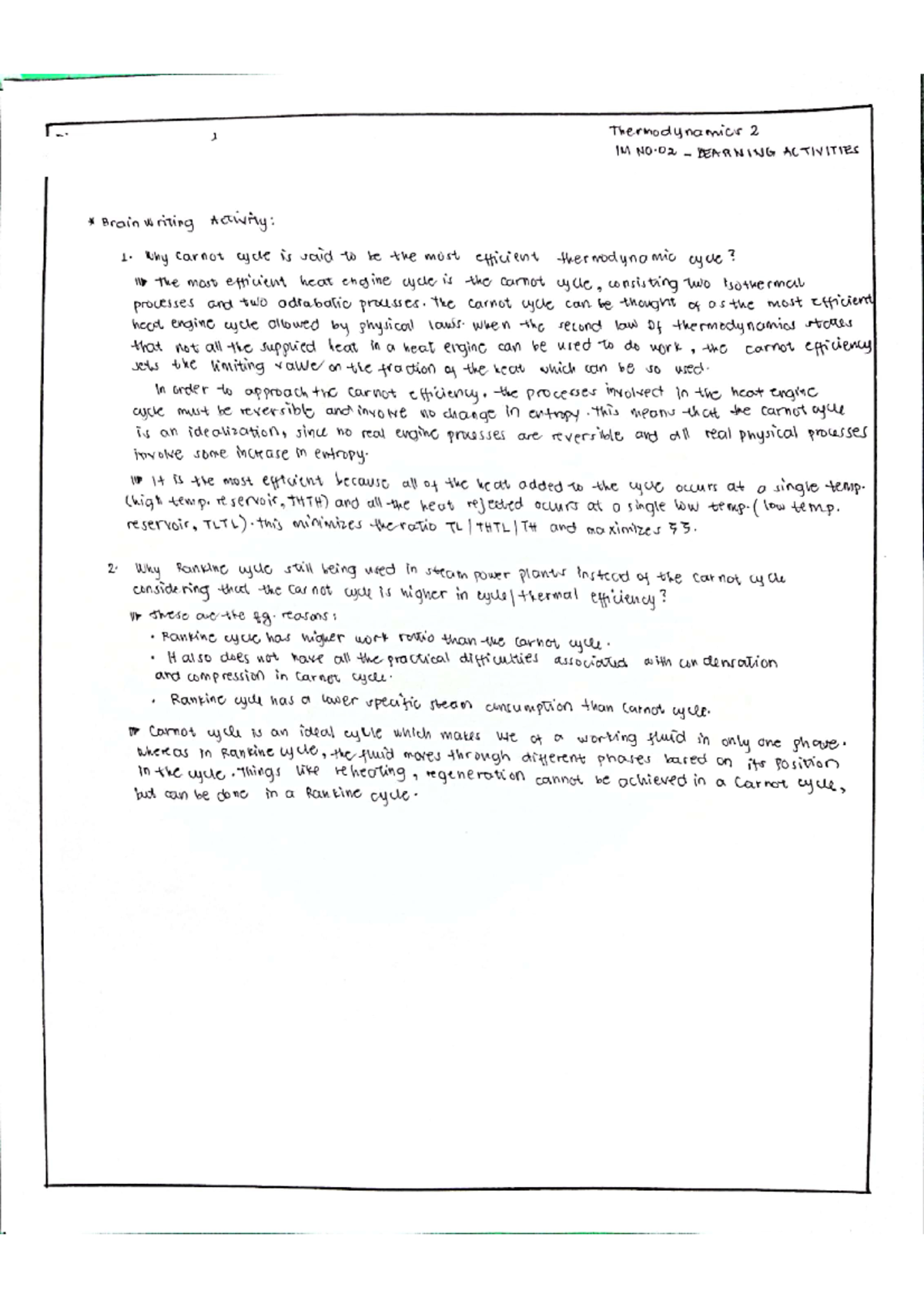 Thermo 2 IM2 - Problem Solving - Mechanical Engineering - NVSU - Studocu