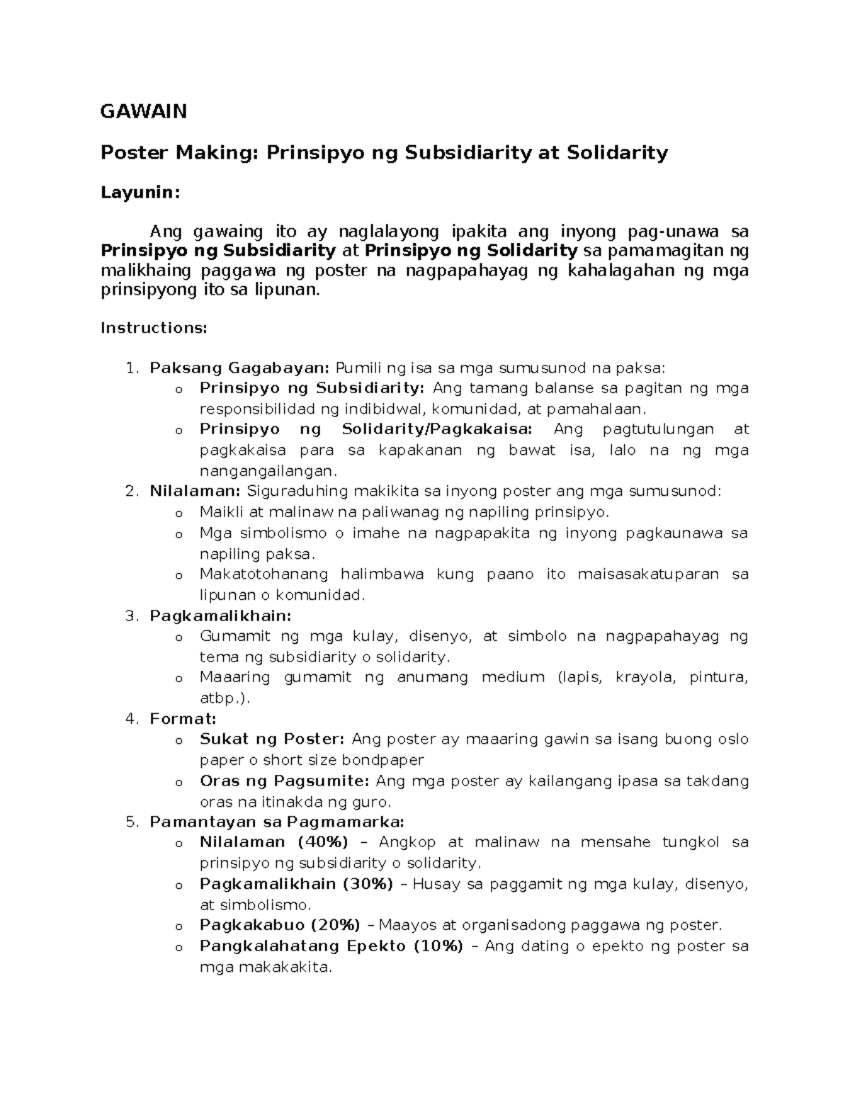 Poster ESP - N/A - GAWAIN Poster Making: Prinsipyo ng Subsidiarity at ...