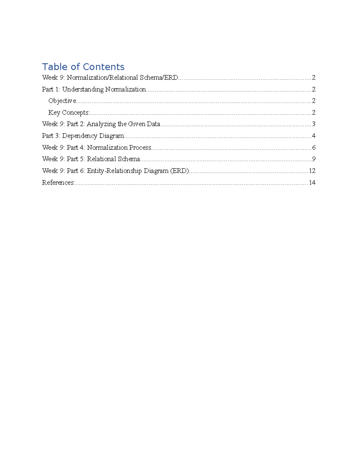 Week 9 NRS - Table of Contents Week 9: Normalization/Relational - Studocu