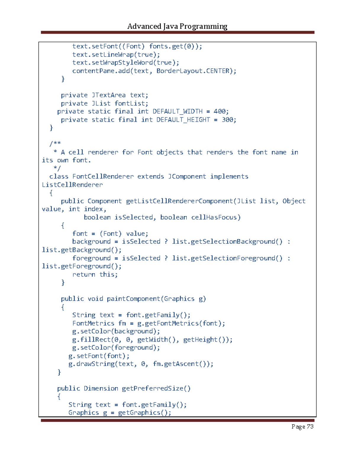 Advanced Java Programming Notes - text((Font) fonts(0)); text(true ...