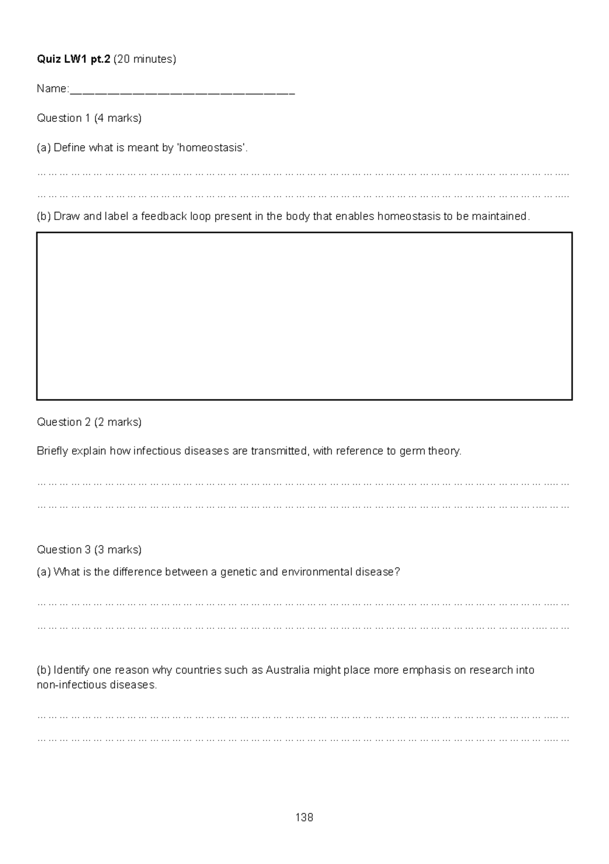 Year 9 Science - Quiz 11 - practice material - Quiz LW1 pt (20 minutes ...