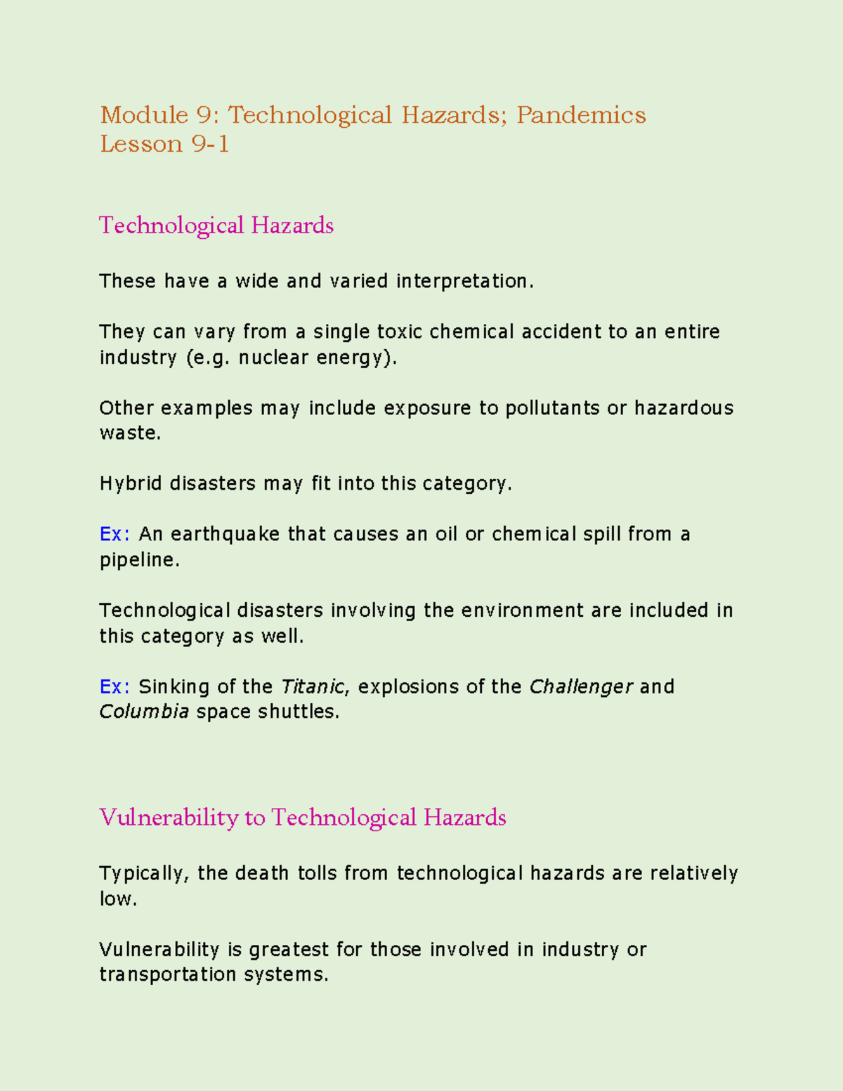 Ilovepdf merged - Module 9: Technological Hazards; Pandemics Lesson 9 ...