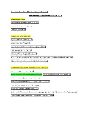 Review Sheet Exam 2 107 - Review Sheet for Exam 2 Statistical Methods ...