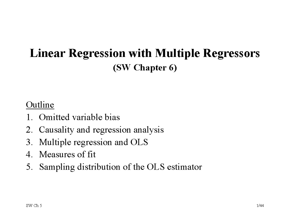 SW3e ch62 slides - Linear Regression with Multiple Regressors (SW ...