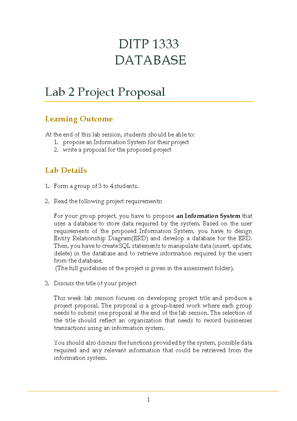 Lab 2 Project Proposal and other things - Financial Accounting - Studocu