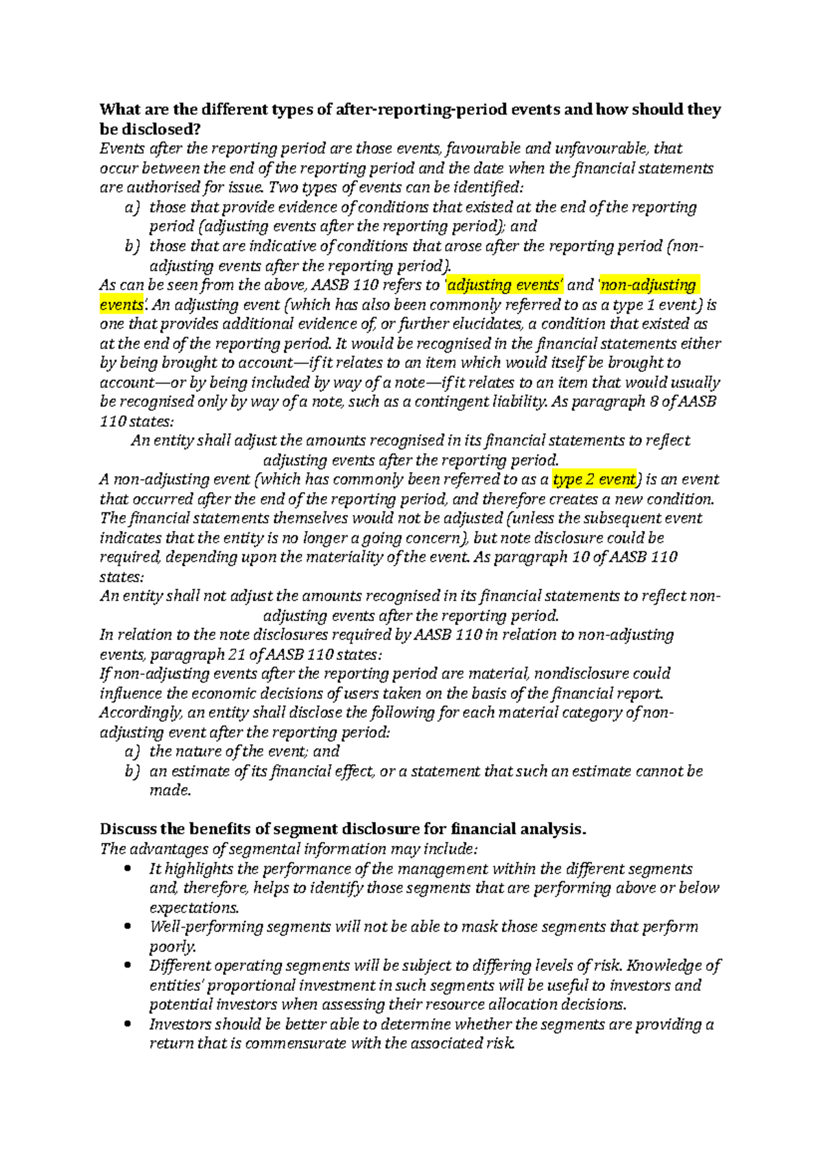 Disclosure I - What are the different types of after-reporting-period ...
