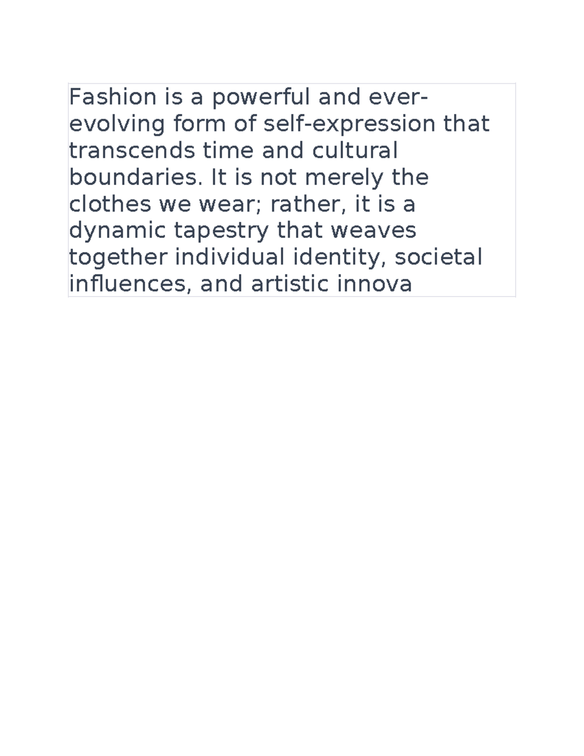 Fashion is a powerful and ever - Fashion is a powerful and ever ...