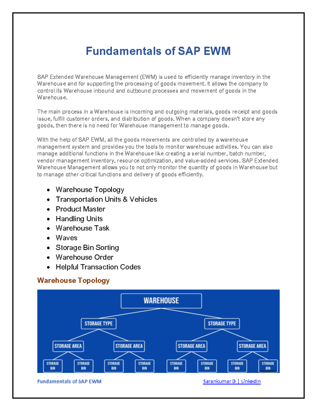 Fundamentals of SAP EWM - It allows the company to control its ...