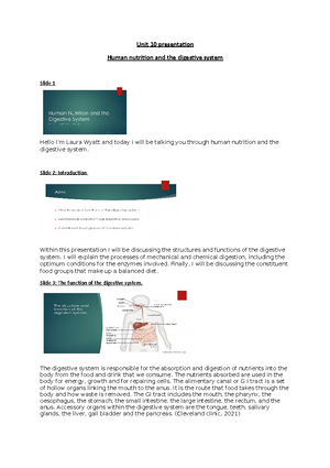 Unit 10 human nutrition and the digestive system Q2 - Unit 10 Q2 ...