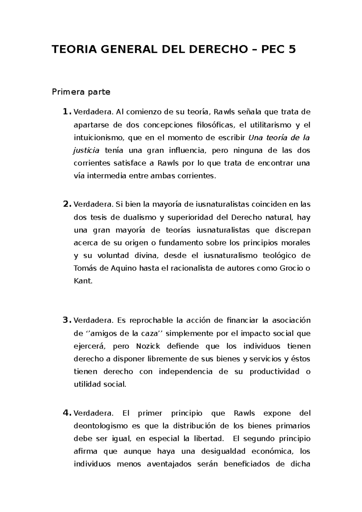PEC5 - Práctica PEC 5 Teoría general del derecho - TEORIA GENERAL DEL ...