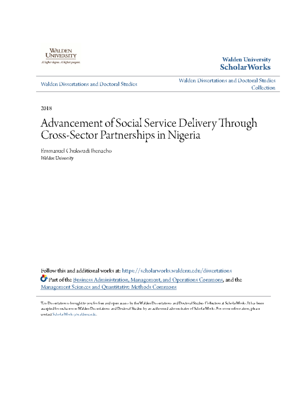 Advancement of Social Service Delivery Through Cross-Sector Partn ...