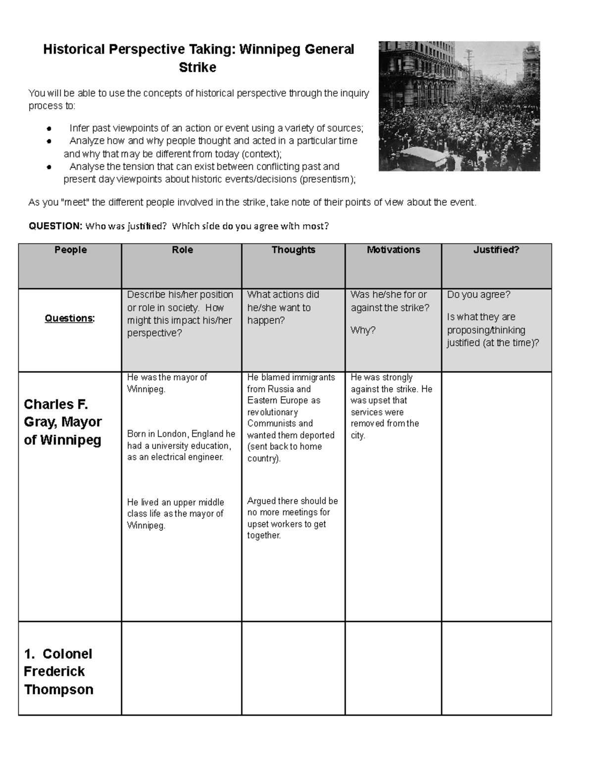Historical Perspective Winnipeg General Strike Organizer - Historical ...