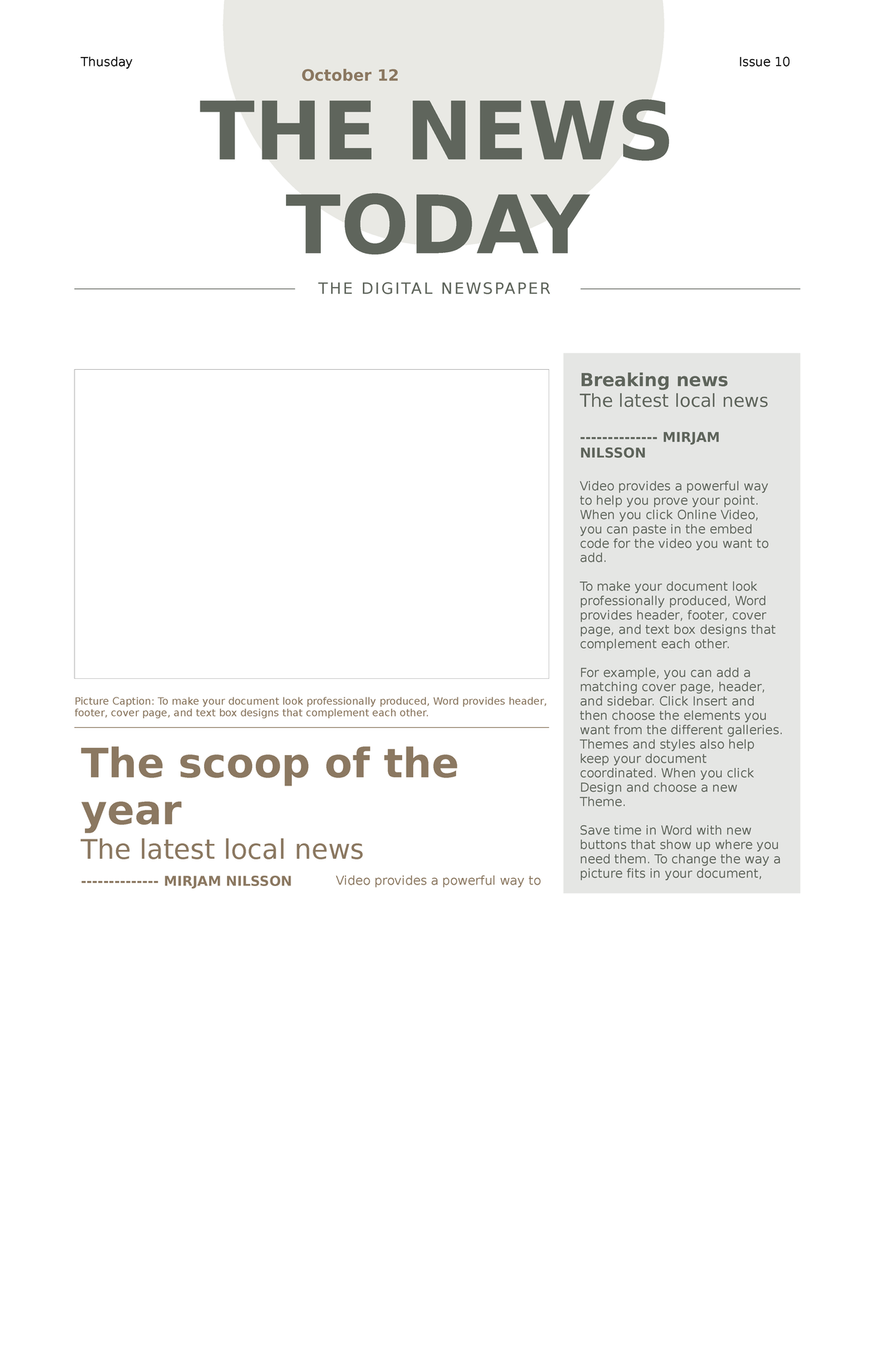 Lifestyle newspaper - fe vf gher - Thusday October 12 Issue 10 THE NEWS ...