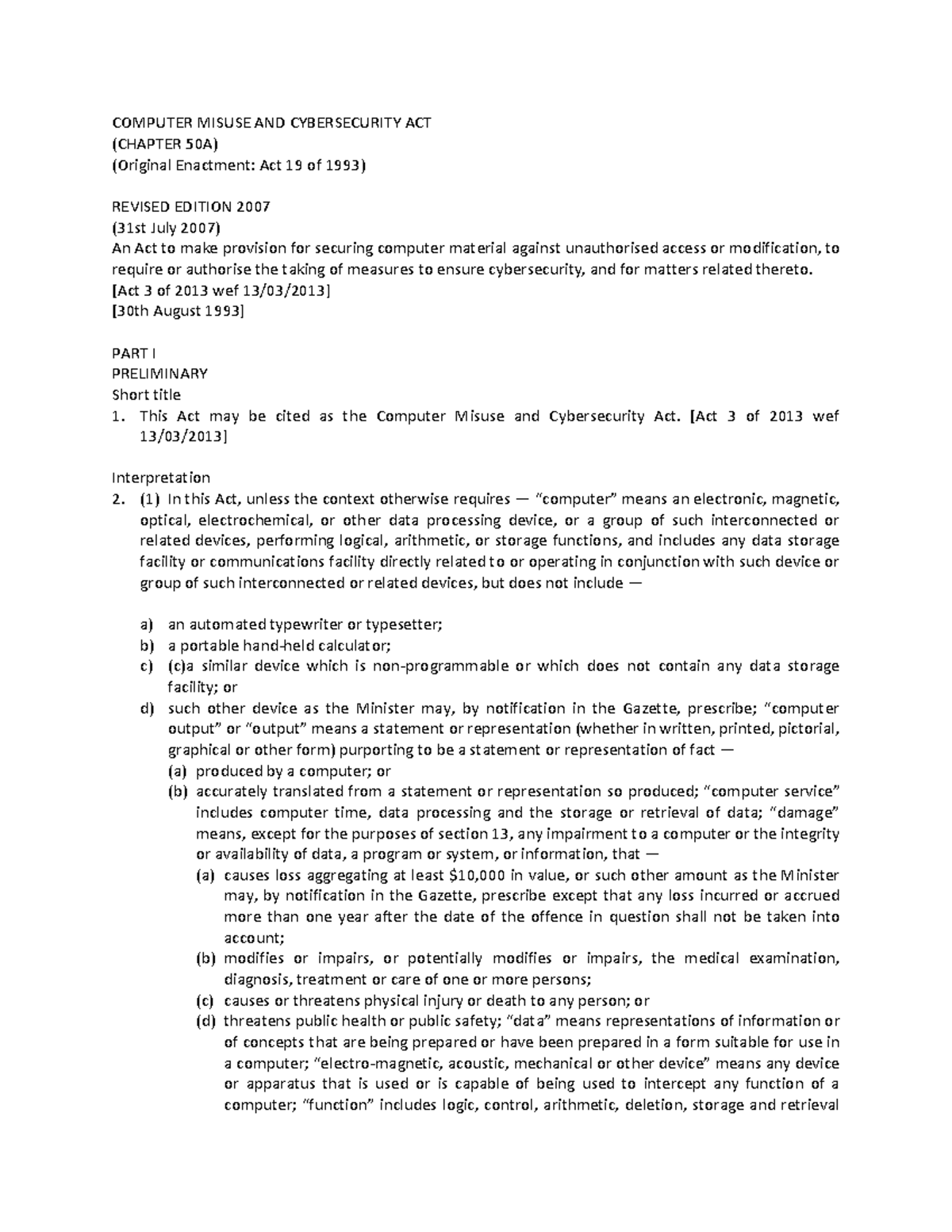 Computer Misuse AND Cybersecurity ACT - COMPUTER MISUSE AND ...