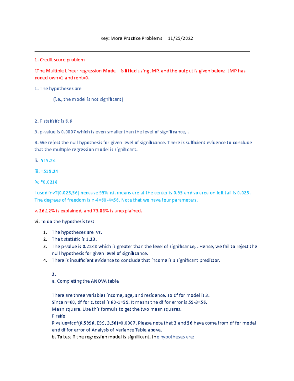 6Key More practice problems - Key: More Practice Problems 11/25/ Credit ...