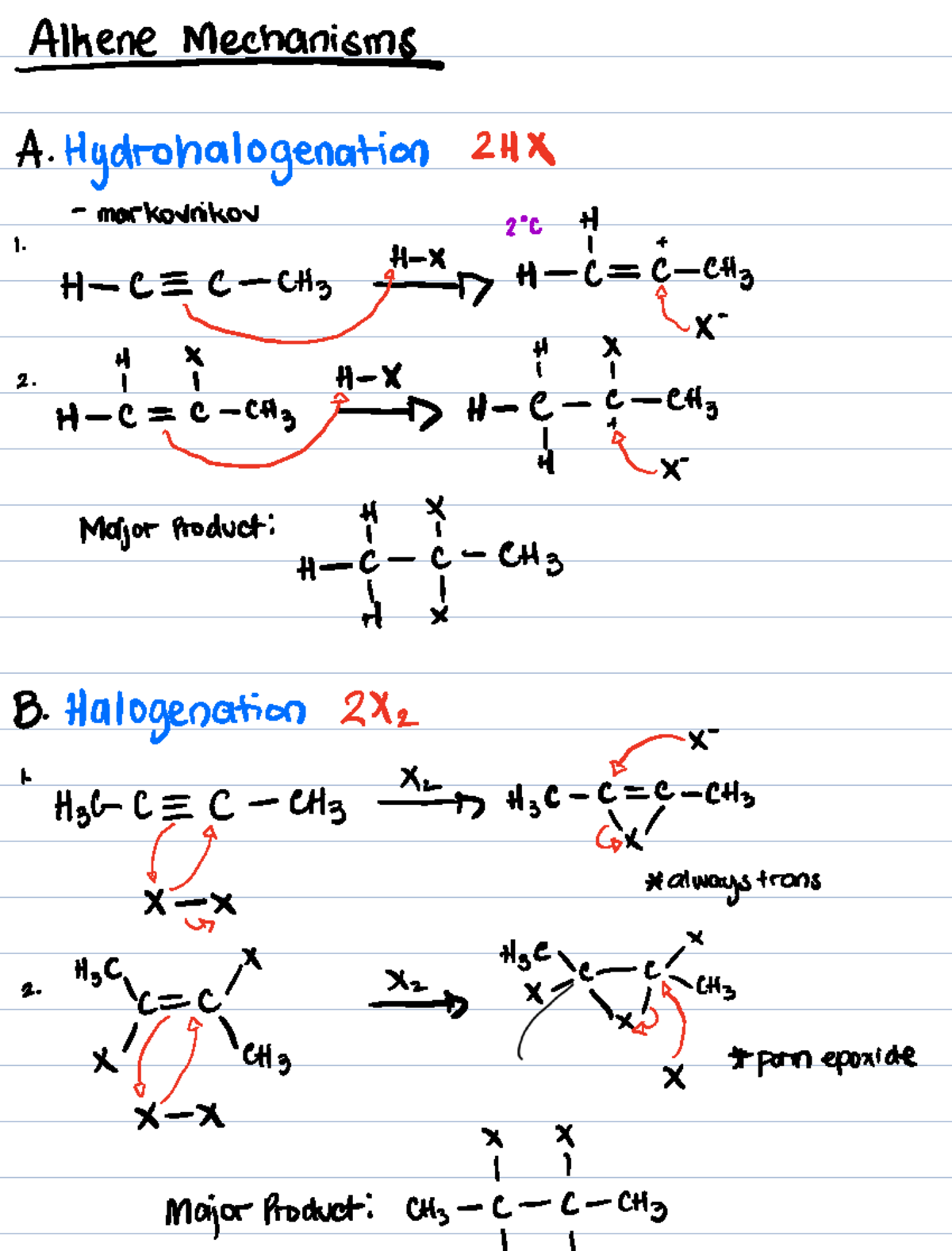 Alkynes - None - Alhene Mechanisms A. Hydrohalogenation 2HX markovnikov 1. X H X H H 2. 1 1 H H ...