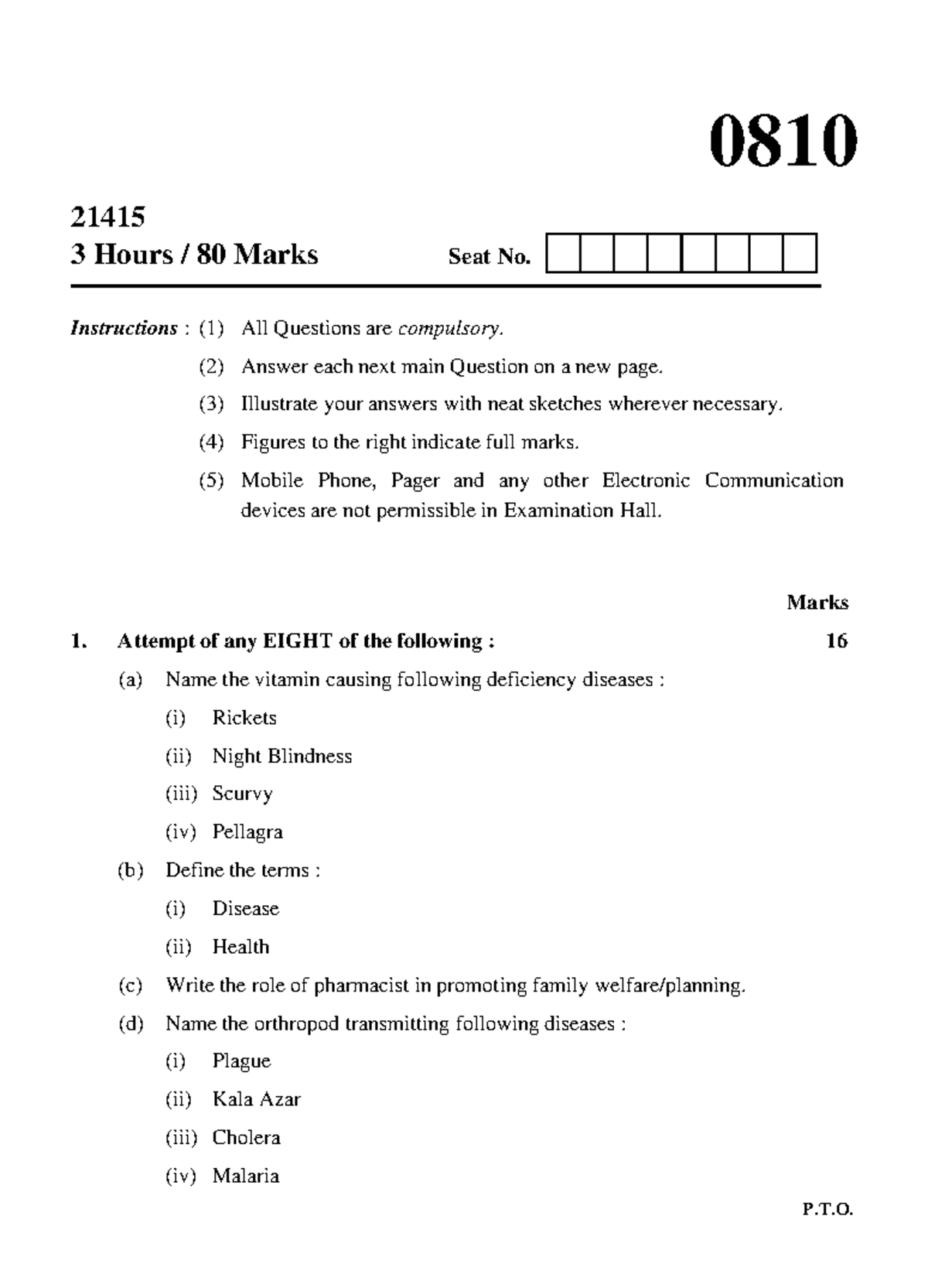 0810 Question Paper Summer 2015 - 0810 P.T. 21415 3 Hours / 80 Marks ...