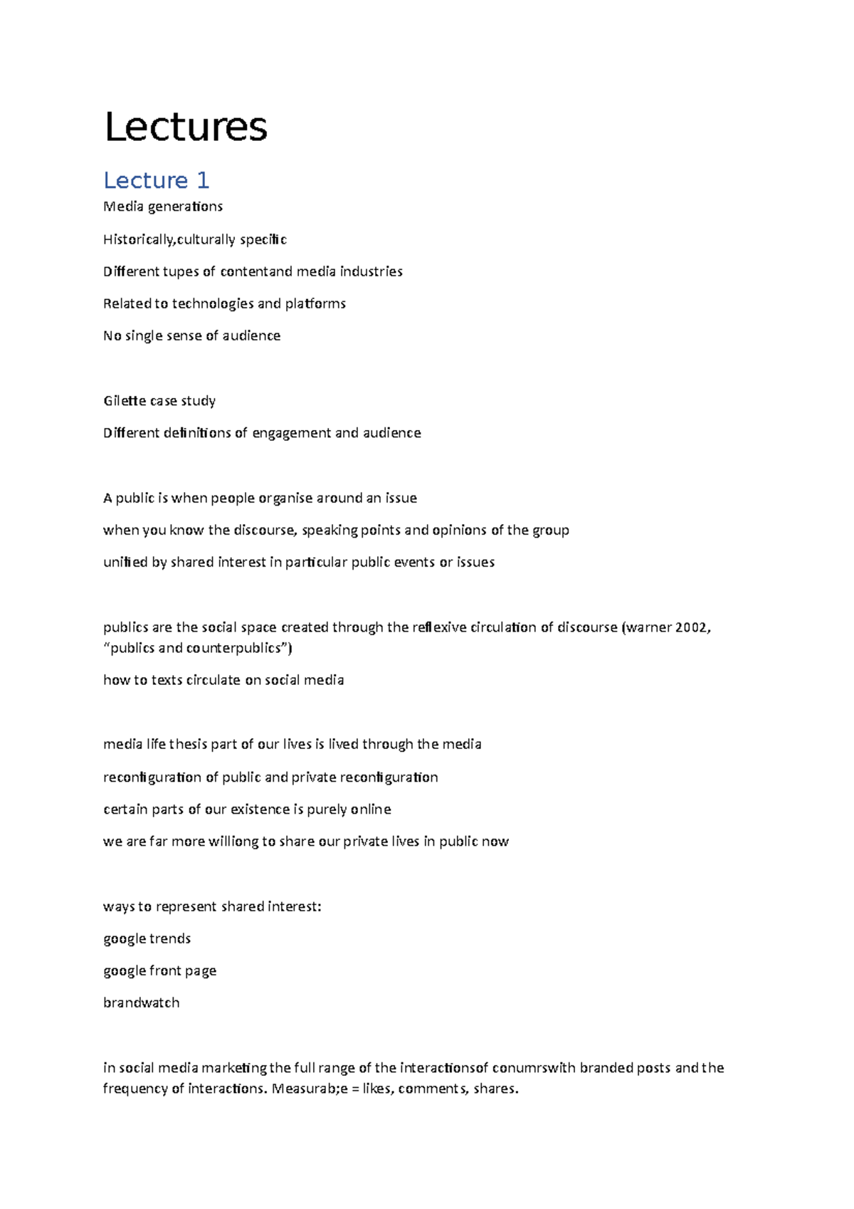 Lectures Lecture Notes 1 12 Lectures Lecture 1 Media Generations Historicallyculturally