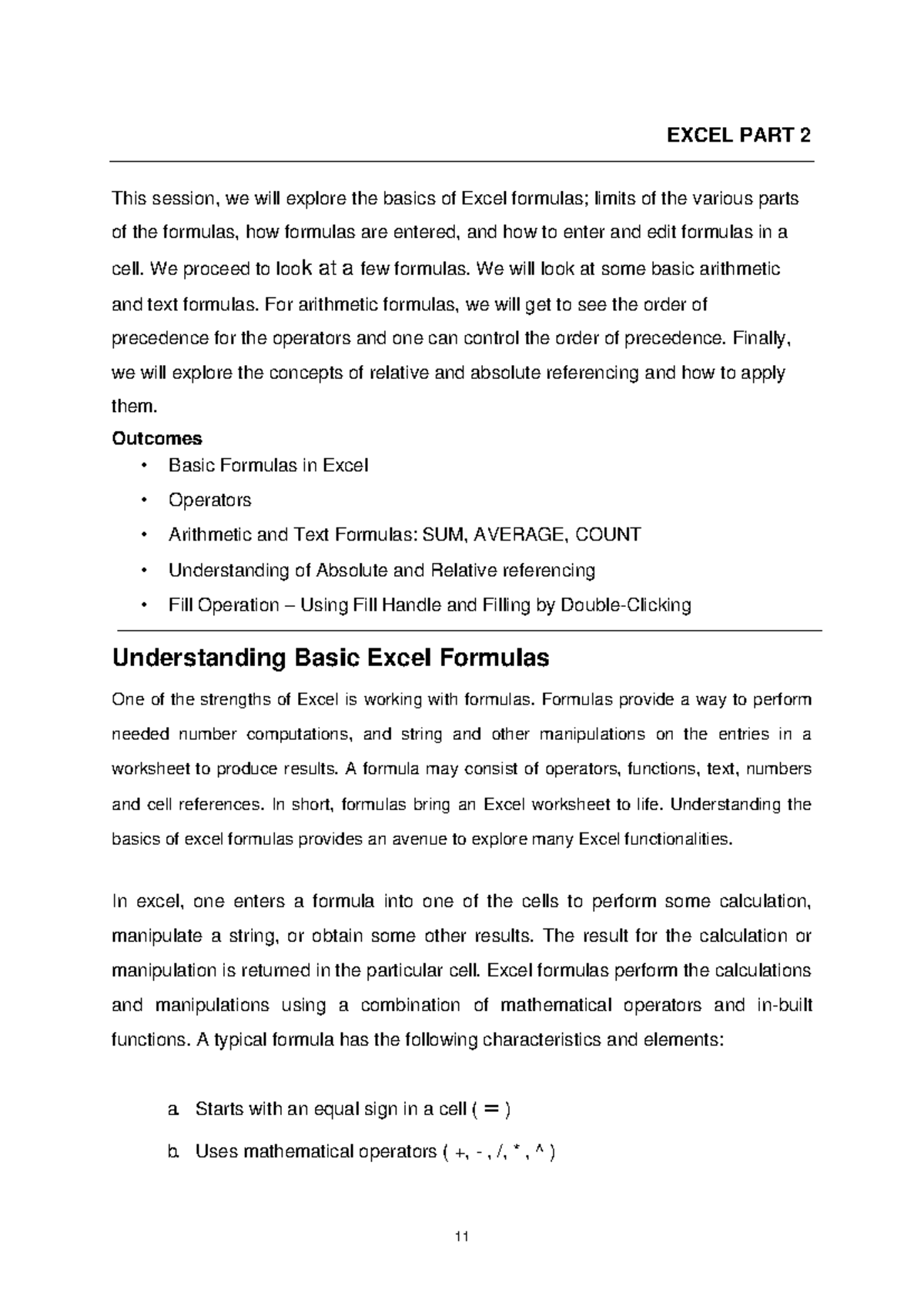 Part 2 Practicals Updated Excel Part 2 This Session We Will Explore The Basics Of Excel