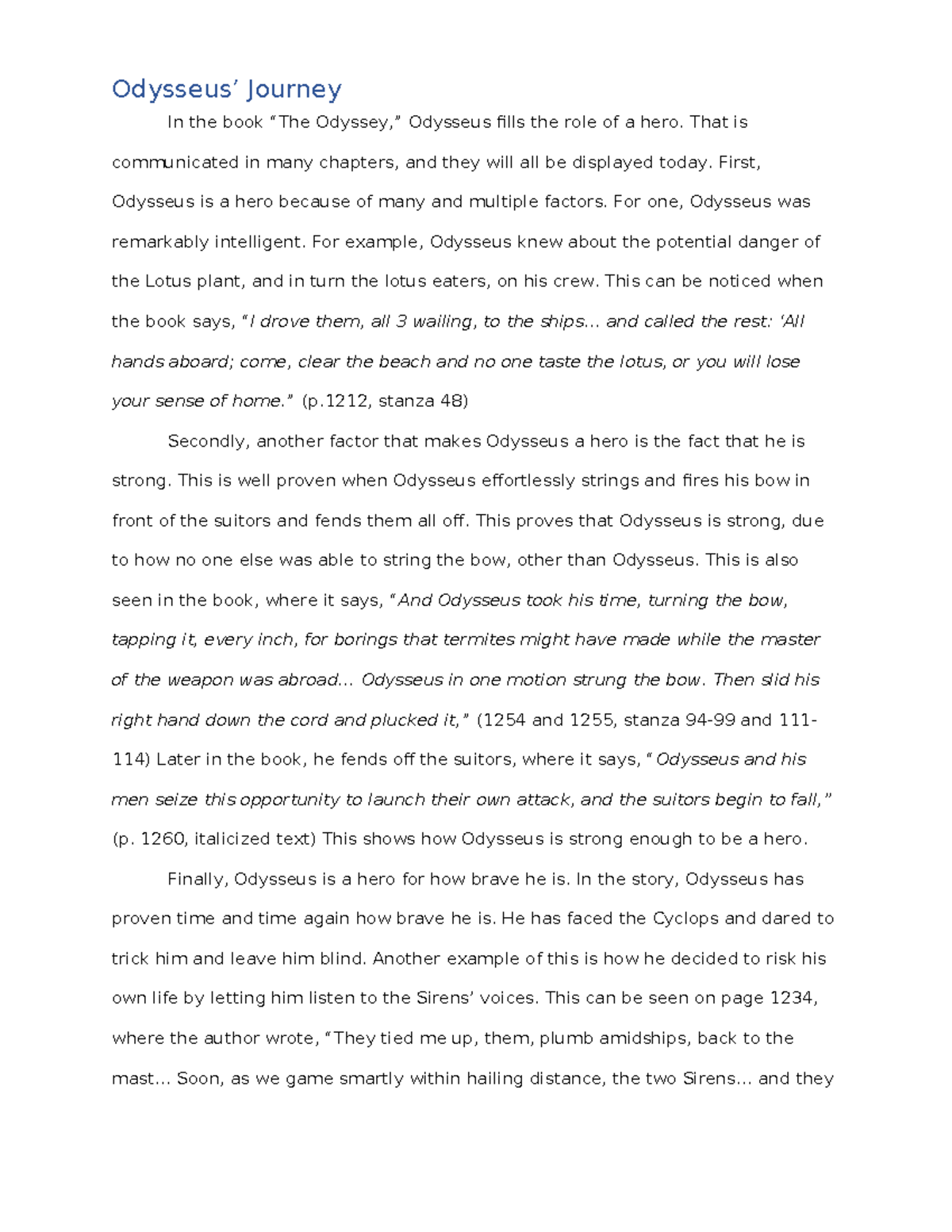 Odysseus' Journey - eee - Odysseus’ Journey In the book “The Odyssey ...