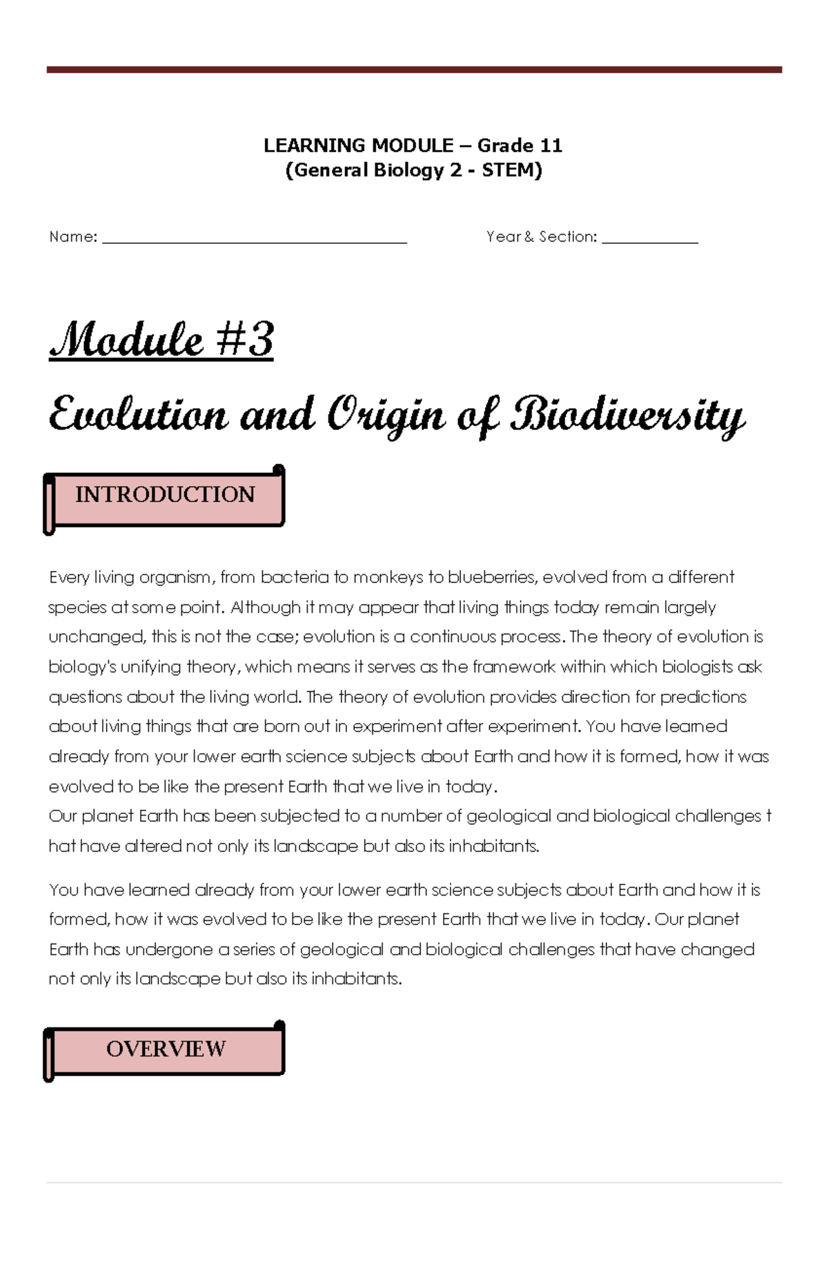 QUARTER 2-MODULE 3 IN GENERAL BIOLOGY 2- GRADE 11 STEM - LEARNING MODULE – Grade 11 (General ...