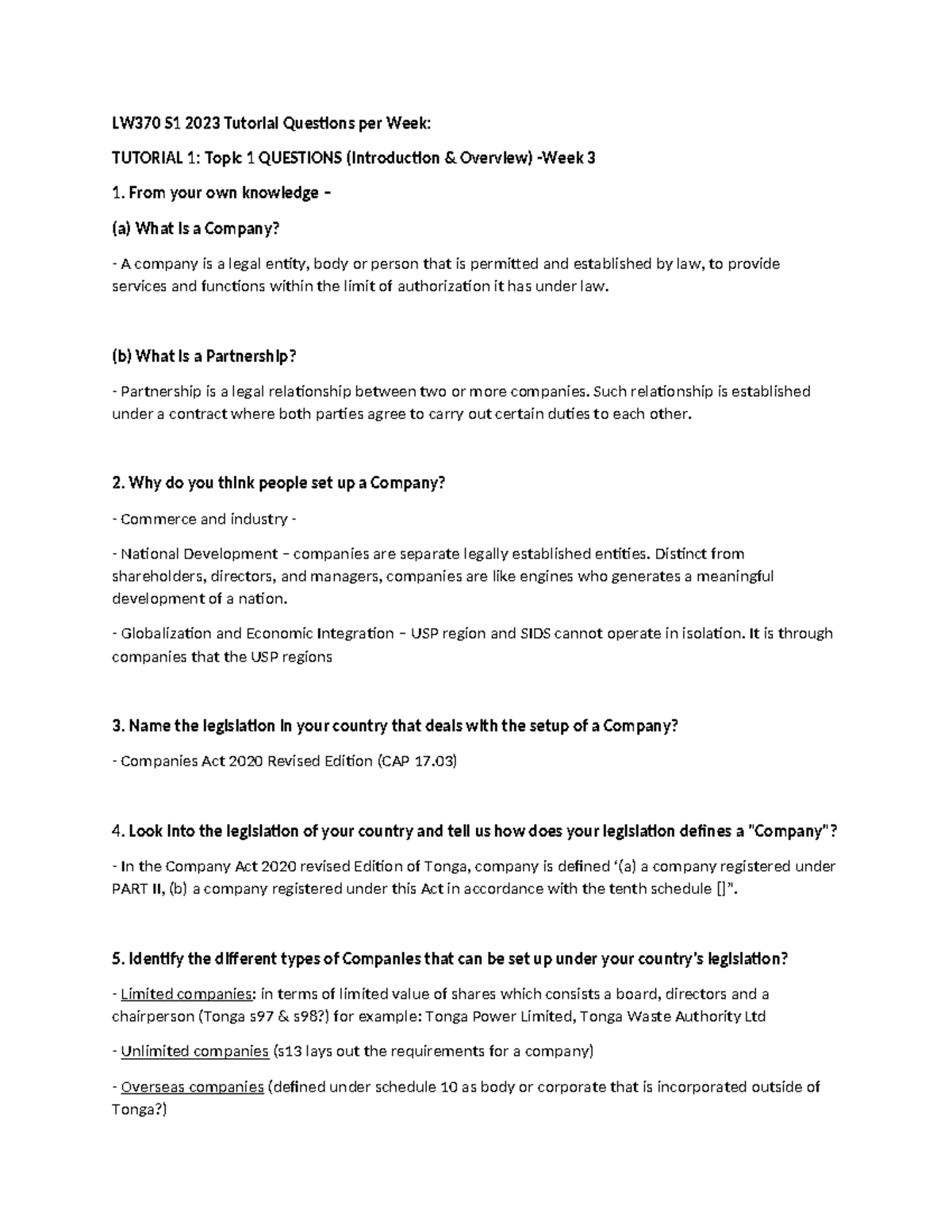 Week 3 & 4 LW370 Tutorial 1 & 2 2023 - LW370 S1 2023 Tutorial Questions ...