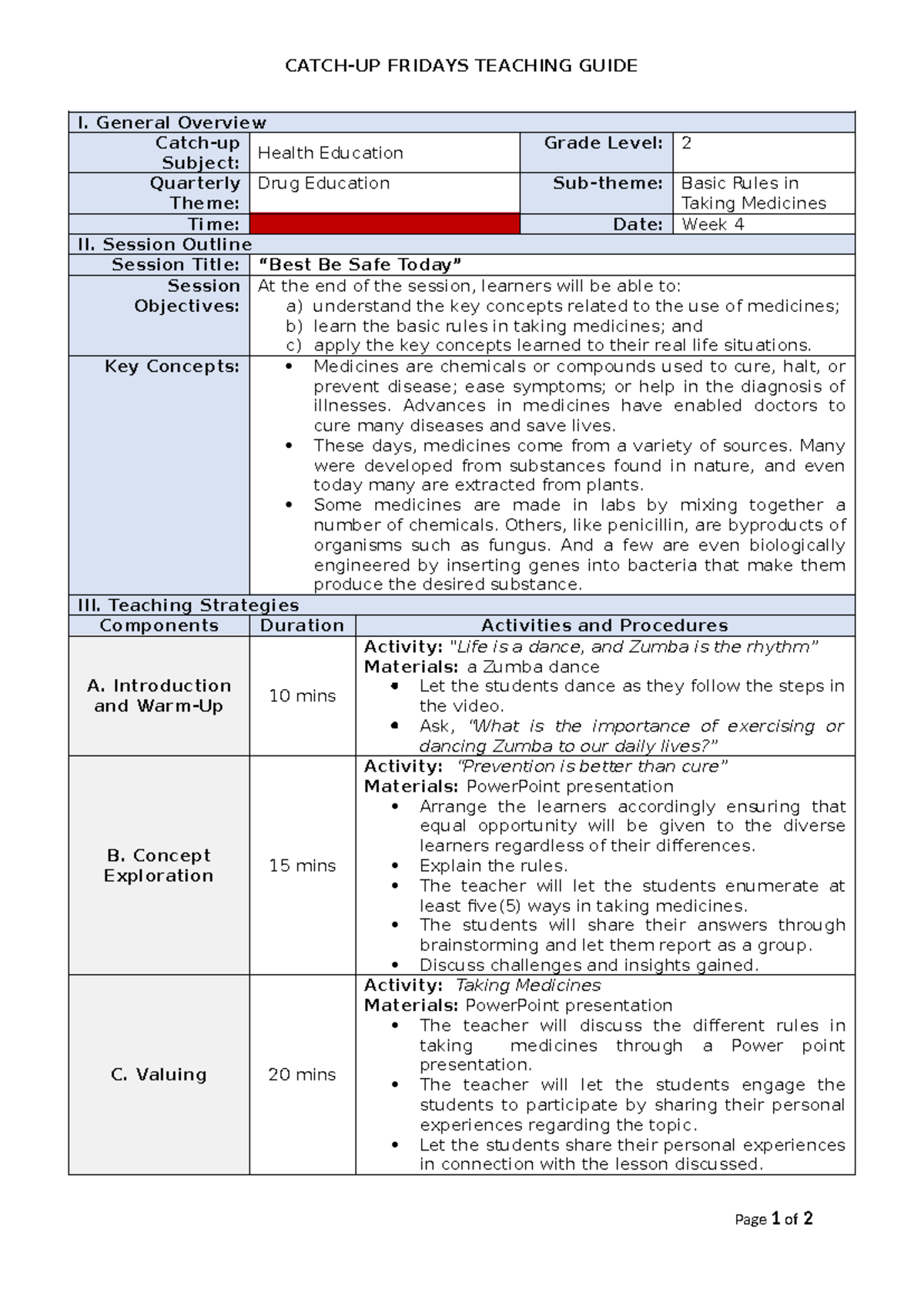 Health 2 Week 4 Q4 - CATCH UP FRIDAY - CATCH-UP FRIDAYS TEACHING GUIDE ...