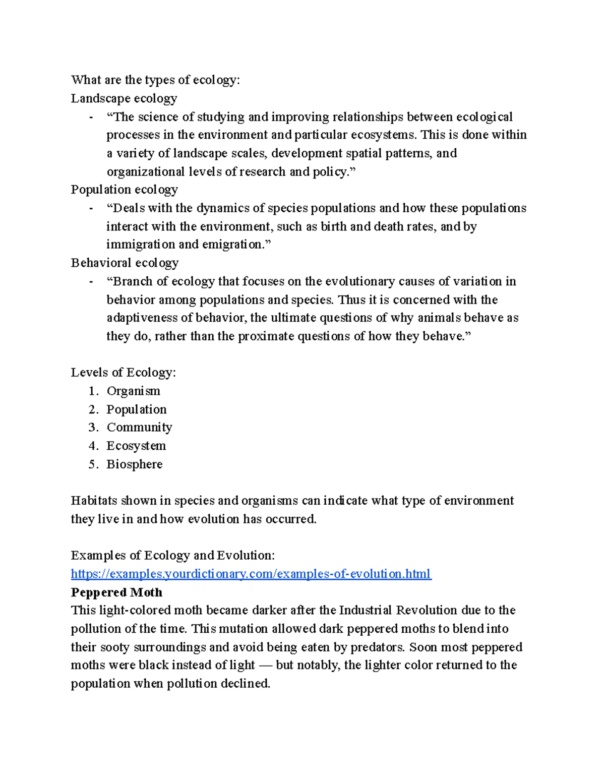 Ecology Notes - What are the types of ecology: Landscape ecology - “The ...