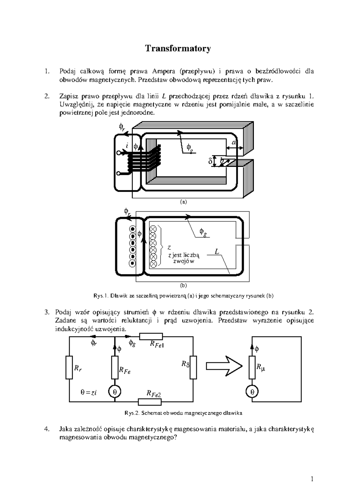 Transformatory - Zagadnienia teoretyczne - Transformatory Podaj całkową ...
