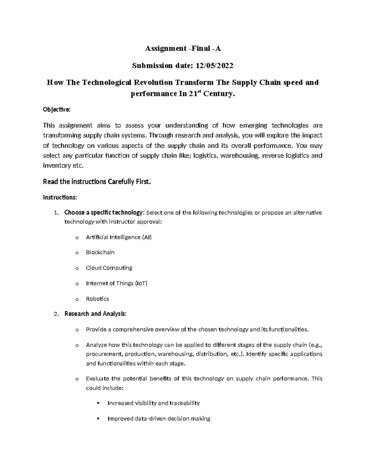 Assignment-Technology - Assignment -Final -A Submission date: 12/05 ...